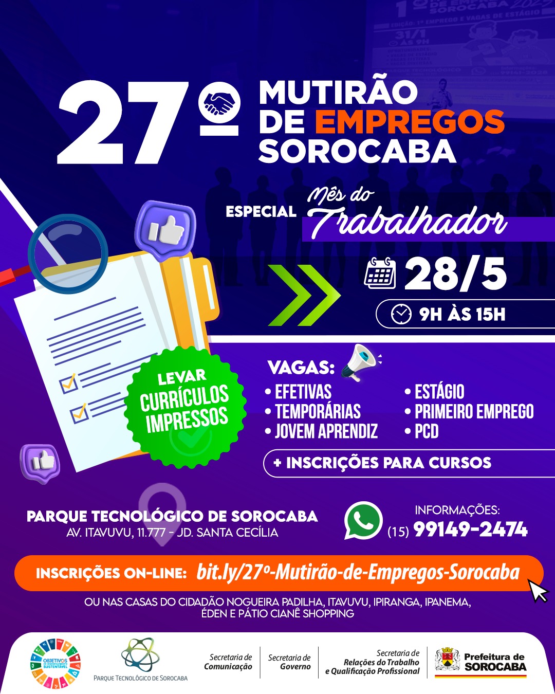 Prefeitura abre inscrições para o 27º Mutirão de Empregos Sorocaba ...